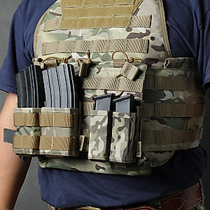 VISMIX Pistol Magazine Pouch, Double 9mm Mag Pouch with Quick Release Kydex Insert and MOLLE Compatible (Camo)