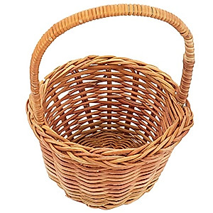 VANZACK Rattan Mini Baskets with Handle Small Round Natural Decorative Knitting Basket Storage Basket