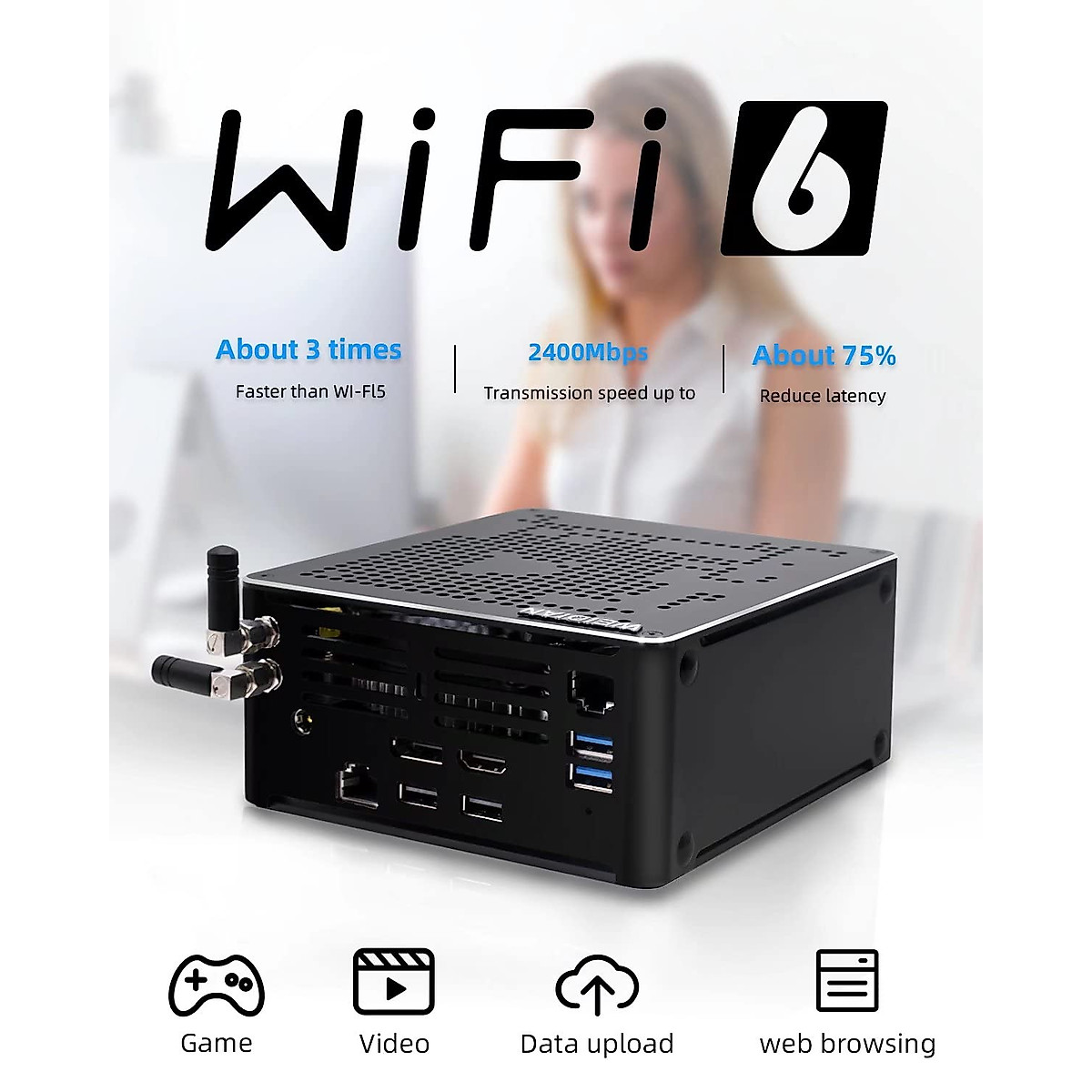 Mini PC with Win11 OS, 6Core Core i9-8950HK Mini Computer, 32G DDR4 RAM+512GB NVME SSD+1TB HDD, WiFi6, BT5.2, Gigabit Ethernet, HDMI&DP Ports Support Dual Display, Mounting Bracket, Auto Power On