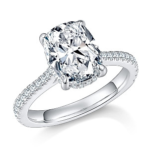 4ct Moissanite Elongated Cushion Cut Engagement Ring White Gold Plated 925 Sterling Silver Promise Rings for Women Size 9