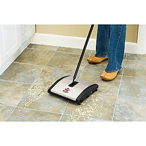 Bissell Natural Sweep Carpet and Floor Sweeper with Dual Rotating System and 2 Corner Edge Brushes, 92N0A, Silver