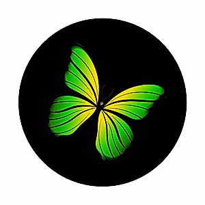 Pretty Cute Bright Lime Green And Yellow Butterfly On Black PopSockets PopGrip: Swappable Grip for Phones & Tablets