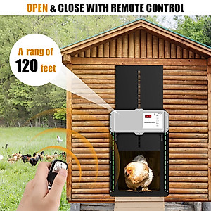 Automatic Chicken Coop Door with Solar Panel, Solar Powered Chicken Coop Door with Timer and Light Sensor, Weatherproof Full Aluminum Chicken Door, Auto Chicken Door Opener for Home Farms