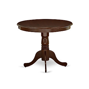 East West Furniture ANNO3-MAH-C 3 Piece Kitchen Table & Chairs Set Contains a Round Dining Room Table with Pedestal and 2 Linen Fabric Dining Room Chairs, 36x36 Inch, Mahogany