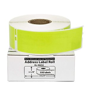 HOUSELABELS Compatible DYMO 30252 Green Address Labels (1-1/8" x 3-1/2"), Strong Permanent Adhesive, Compatible with DYMO LW 450, 4XL, Rollo & Zebra Desktop Printers, 6 Rolls /2100 Labels