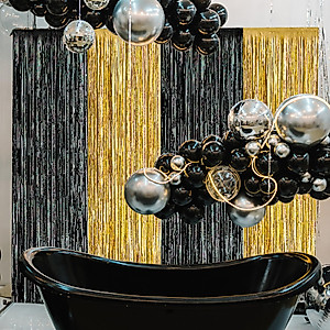 Wrbin Gold Laser Tinsel Curtain Backdrop, 3 Packs of 3.3 X 8.2 Feet Foil Fringe Curtains Party Decorations for Graduation Birthday Studio Baby Shower