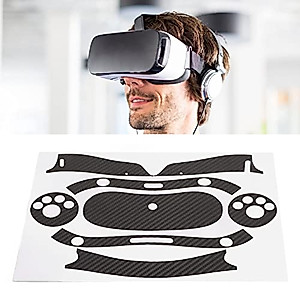 VR Controller Stickers, Full Protection Stylish Accurate Hole Position Dustproof VR Glasses Skin Sticker for VR Protective Accessories (Carbon Grain Black)
