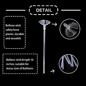 100 Pcs Plastic Balloon Sticks Holders with Balloon Cups 16 Inch for Birthday Wedding Anniversary Festivals Party Decor (100PCS 16 Inch, Clear)