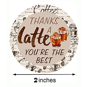 2 inch Thanks A Latte Appreciation Thank You Stickers Coffee Holiday Themed Sticker Labels for Party Favors,Small Business,Packaging Seals 500pcs