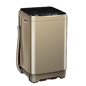 OOTDAY 15.6lbs Full-Automatic Washing Machine, 2 in 1 Portable Washing Machine, 10 Programs 8 Water Levels with LED Display, Low Noise and Easy Store for Apartment,Dorms,RV Camping Dark-Gold