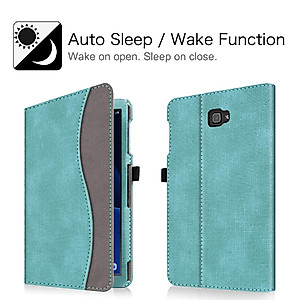Fintie Case for Samsung Galaxy Tab A 10.1 (2016 NO S Pen Version), [Corner Protection] Multi-Angle Viewing Stand Cover with Pocket Auto Sleep/Wake for Tab A 10.1 (SM-T580/T585/T587), Turquoise