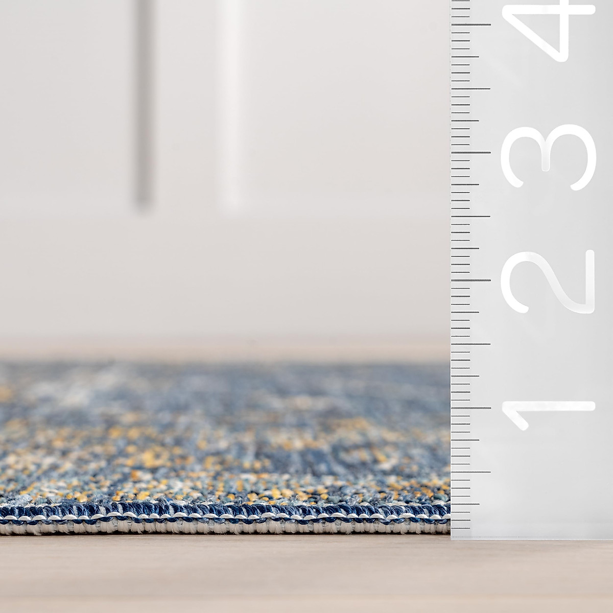 nuLOOM Pearl Medallion 5x8 Indoor/Outdoor Area Rug for Living Room Patio Deck Front Porch Kitchen, Cream & Blue/Yellow