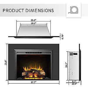 LegendFlame Carl 28 Inches with Trim Kit, Electric Fireplace Insert, Fireplace Heater 750/1500W, Fire Crackling Sound, Adjustable Flame Speed, Remote Control, Black…