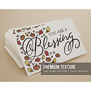 Fall Blessings Thanksgiving Table Place Cards - Set of 48 Place Cards for Table Settings - For Thanksgiving, Harvest Festivals, Fall Events