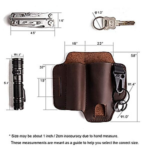 Gentlestache Leather Sheath for Leatherman Multitool Sheath EDC Pocket Organizer with Key Holder for Belt and Flashlight Sheath Multitool Pouch