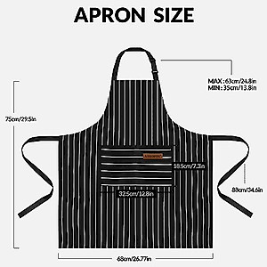 ATROPOS 2 Pieces Aprons for Women with Pockets, Aprons for Men, Womens Kitchen Apron, Cooking Apron Adjustable Bib Chef Apron(Unisex)