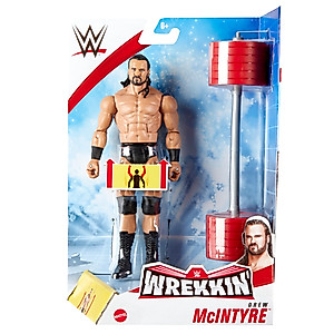 ​WWE Wrekkin Series 7 Drew McIntyre 6 in Action Figure with Slamming Action Gripping Hands and Bendable Barbell Weights Accessory Poseable 6 in Gift for Ages 6 Years Old and Up