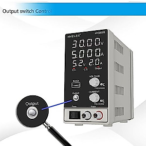 DC Power Supply Variable 30V 5A, Hyelec Adjustable Switching Regulated Power Supply with 4-Digit LED Display, Coarse and Fine Adjustments,5V2A USB Interface,110V Input Voltage