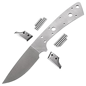 EZSMITH Gentleman's Companion Knife Kit - DIY Fixed Blade Knife Making Series - (Blade Blank, SS Guards & Pinstock Only) - (No Handles) - (USA Design) - (Gift Boxed) - (by KnifeKits)