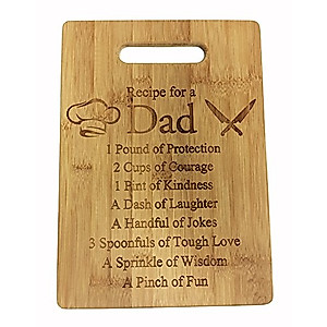 Recipe for a Dad Cute Funny Laser Engraved Bamboo Cutting Board - Wedding, Housewarming, Anniversary, Birthday, Father's Day, Gift For Him, For Her, For Boys, For Girls, For Husband, For Them