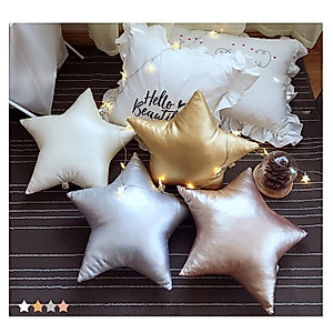 Lioong Metallic Star Pillows for Girls Kids Bedroom Playroom,Silver Leather Throw Decorative Pillow Floor Cushion Stuffed Plush Sofa Chairs Decoration