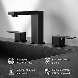 KES Black Bathroom Faucet 8 Inch Widespread Bathroom Faucet 3 Hole Vanity Faucet with Supply Hoses SUS 304 Stainless Steel Matte Black, L4350LF-BK [Fits All States, California Included]
