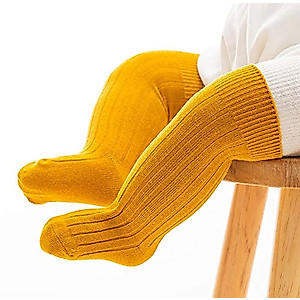 QandSweet Unisex-Baby Knee High Socks Seamless Toddler Boy Girls Cotton Uniform Stockings (0-6 Months, A Lot-6pairs)