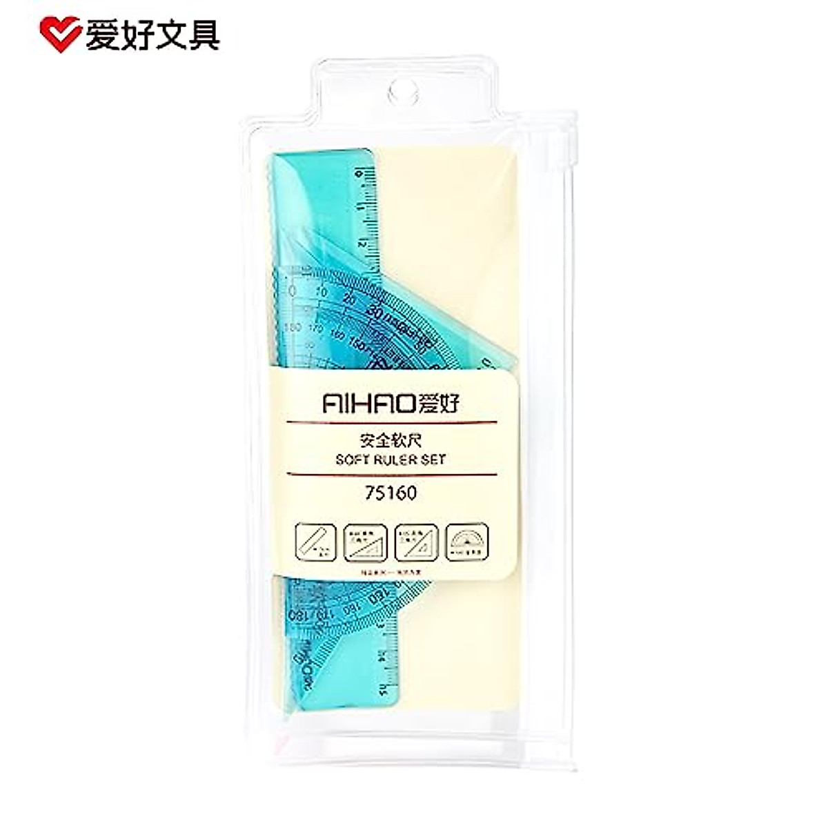 Geometry Plastic Ruler Set Clear Straight Ruler Triangle Ruler Protractor Ruler Tool Set School Office Supply Math Ruler Ruler Measuring Tool