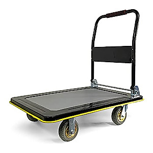 Generic Platform Hand Truck Steel Trolley Cart Large Platform Truck with Foldable Handle and Swivel Wheels for Home Office Transport 880lbs Weight Capacity Foldable (Color : Red, Size : 6inchwheels)