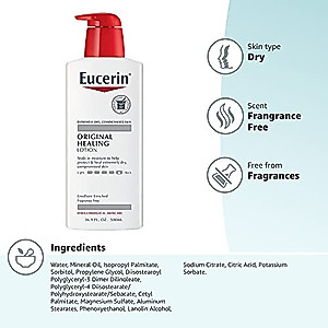Eucerin Original Healing Rich Body Lotion, Body Lotion for Dry Skin, 16.9 Fl Oz Pump Bottle