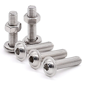 Glvaner (30 Sets) M5-0.8 x 20mm Flanged Washer Button Head Socket Cap Screws & Hex Nuts & Flat Washers, 18/8 Stainless Steel 304, Fully Threaded, Machine Coarse Thread, No Coating, Plain Finish