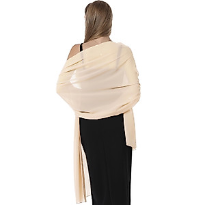 Chiffon Shawls and Wraps for Evening Dresses Women Elegant Soft Scarf Bridal Scarve Wedding Stole(Champagne(chiffon), One Size)