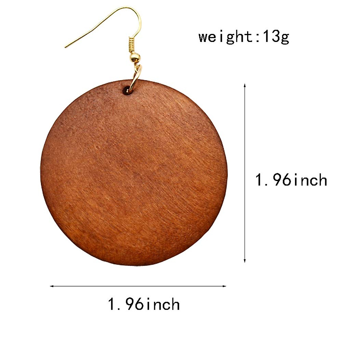 2 Pairs Wooden Earrings for Women - Big Round Circle Geometric Wood Drop Dangle Hook Earrings,Ethnic Wood Drop Earrings Stainless Steel Stud (Brown and dark brown)