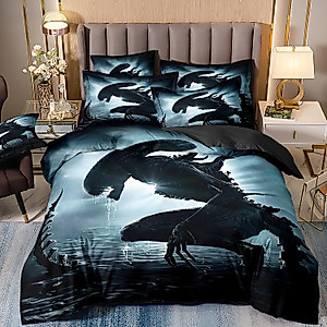 ChliEarime Hecate Alien Sci-Fi Monster Cover Bedding Set 3D for Boys Full Size - Microfiber Duvet Cover Set with 2 Pillow Shams