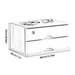 YUZDNM Desktop File Cabinet - Solid Wood Storage Box, Wooden Desktop Storage Box with Lockable Drawers, Office Supplies A4/Receipt File Organizer, 2 Layer Flat File Cabinet with Lock (Color : B)