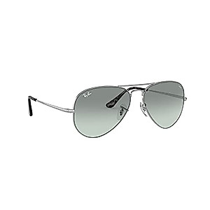 Ray-Ban RB3689 Aviator Metal II Evolve Polarized Sunglasses, Silver/Photochromic Azure Gradient Blue, 58 mm