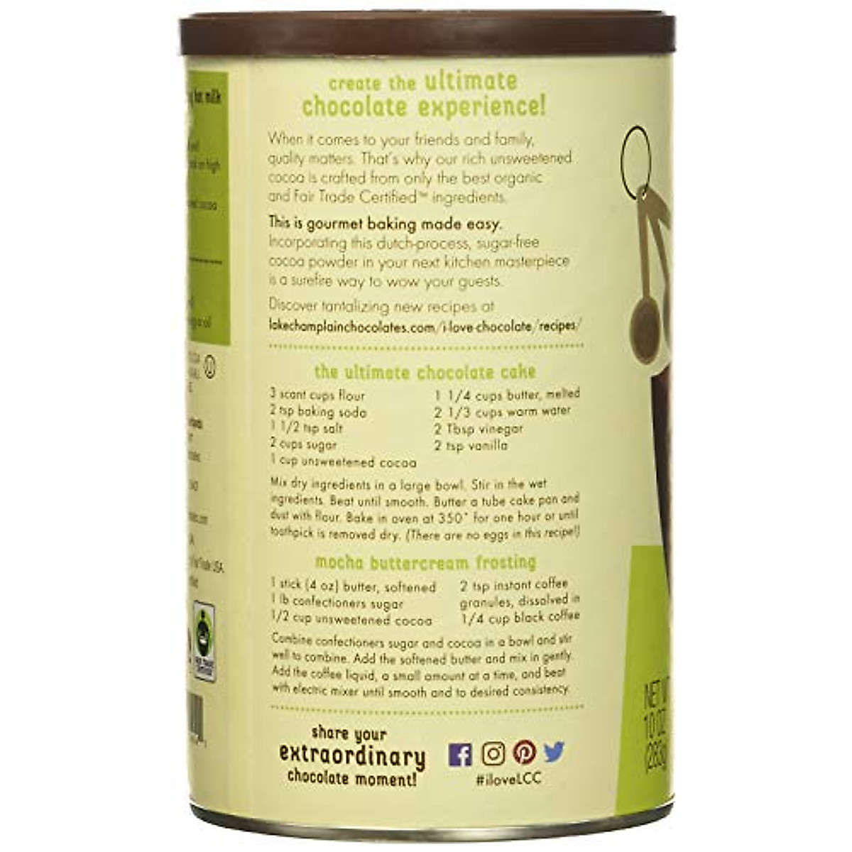 Lake Champlain Chocolates Unsweetened Organic Cocoa, 10 oz