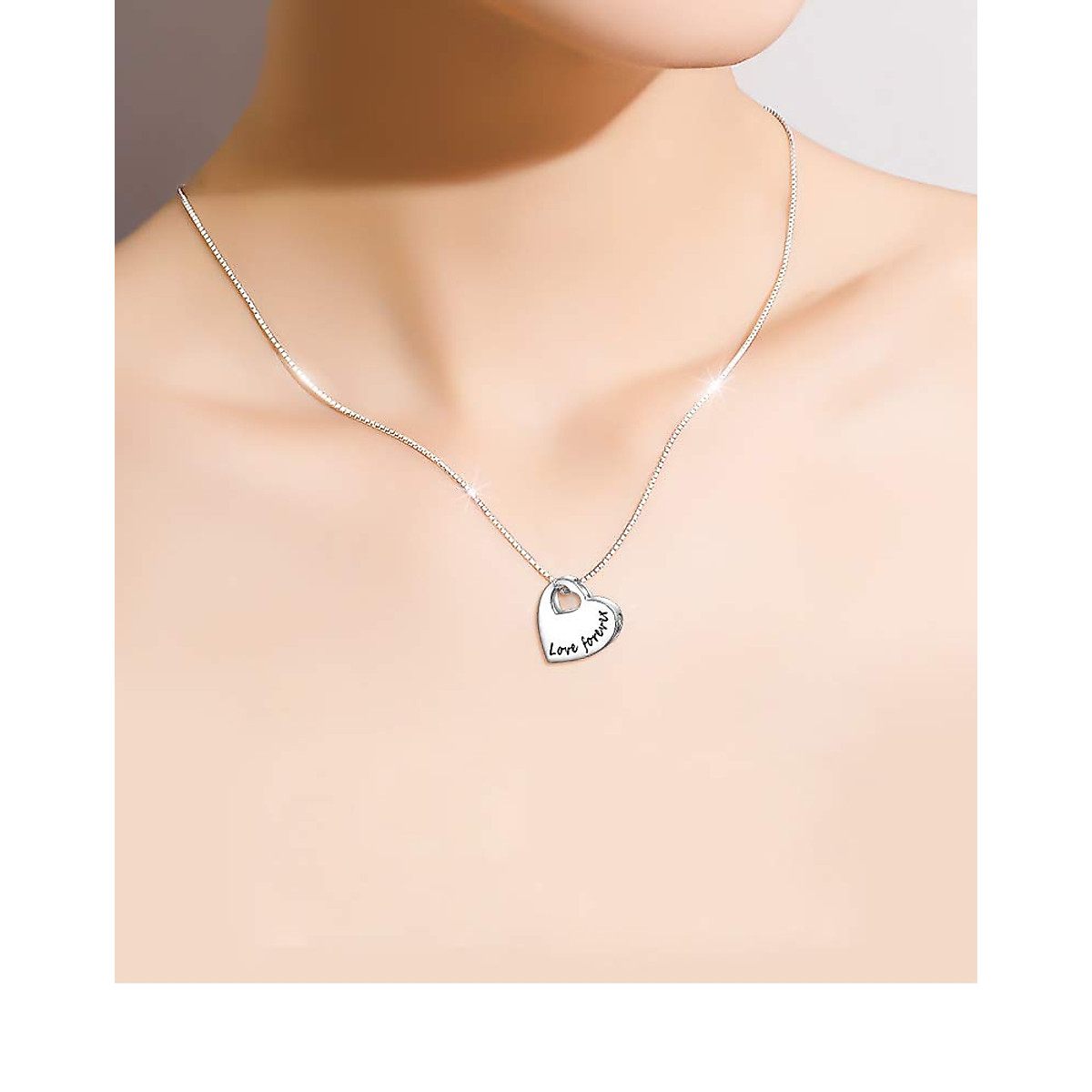 JZMSJF S925 Sterling Silver Urn Necklace for Ashes Heart Pendant Love Forever Cremation Keepsake Jewelry for Women