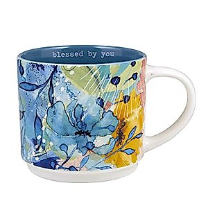 Creative Brands Faithworks - Watercolor Floral Stackable Ceramic Mug, 15-Ounce, Blessedly