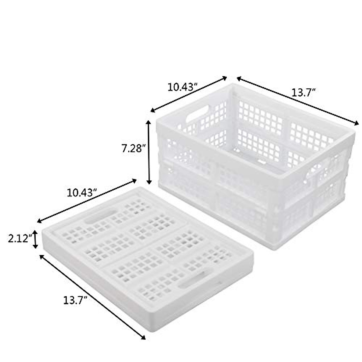 Yarebest 3-Pack 15 Liter Collapsible Crates, Folding Basket Bins for Storage