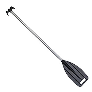 Pactrade Marine Boat Kayak Raft Paddle & Hook 4 ft Anodized Aluminum Shaft Black Plastic Blade