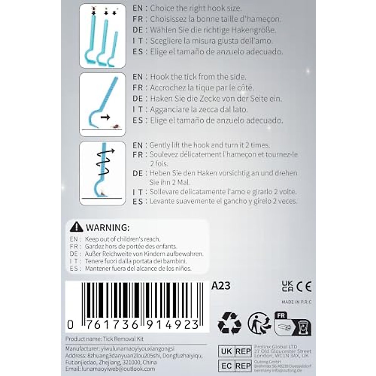 Tick Remover Tool for Dogs, Cats, and Humans - Painlessly Remove Ticks in Seconds - Set of 3 Tick Hooks, Including Storage Box