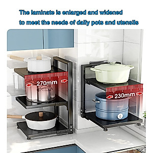 Pots And Pans Organizer for Cabinet.3-Tiers Heavy-Duty Pot and Pan Rack for Kitchen Organization, Height Adjustable and Space Saving Pot Organizer football Valentine's Day President's Day Gift