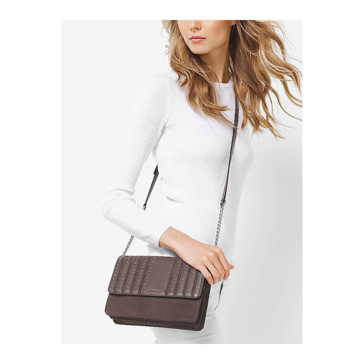 MICHAEL Michael Kors Womens Brooklyn Grommet Lg Crossbody Cinder One Size