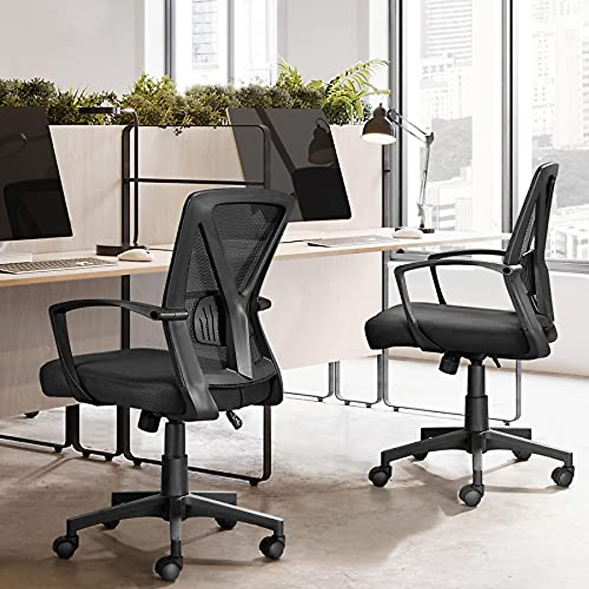 Yaheetech Office Chair Computer Desk Chair Swivel Ergonomic Chair Rolling Executive Office Chair with Wheels and Lumbar Support for Home Office and Study, Black