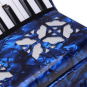 Accordion, 22 Keys 8 Bass Exquisite Celluloid Piano Accordion with Adjustable Straps, International Standard Professional Tuning Musical Instrument for Beginners Adults Stage Performance(Navy blue)