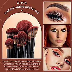 Jessup Makeup Brushes Set Premium Synthetic Powder Foundation Highlight Concealer Eyeshadow Blending Eyebrow Liner Spoolie Brush Set Black 21pcs T271