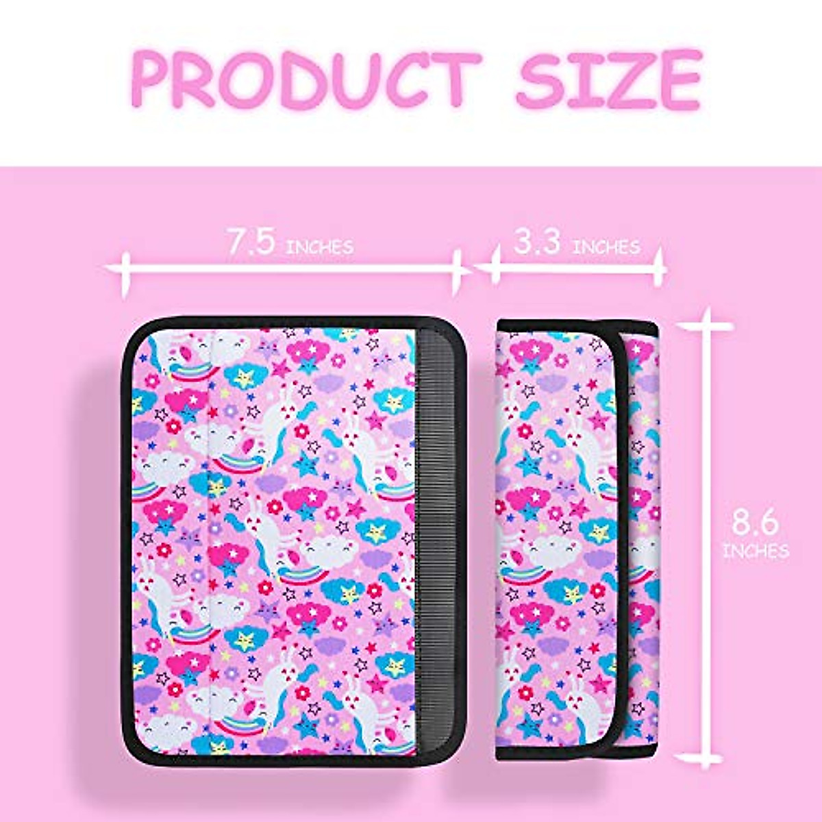 YR Seat Belt Cover for Kids, Soft Comfort Seat Belt Cushion for Children, Cute Cartoon Pattern Car Seat Belt Pads Cover for Girls and Boys, 1 Pack, Unicorn
