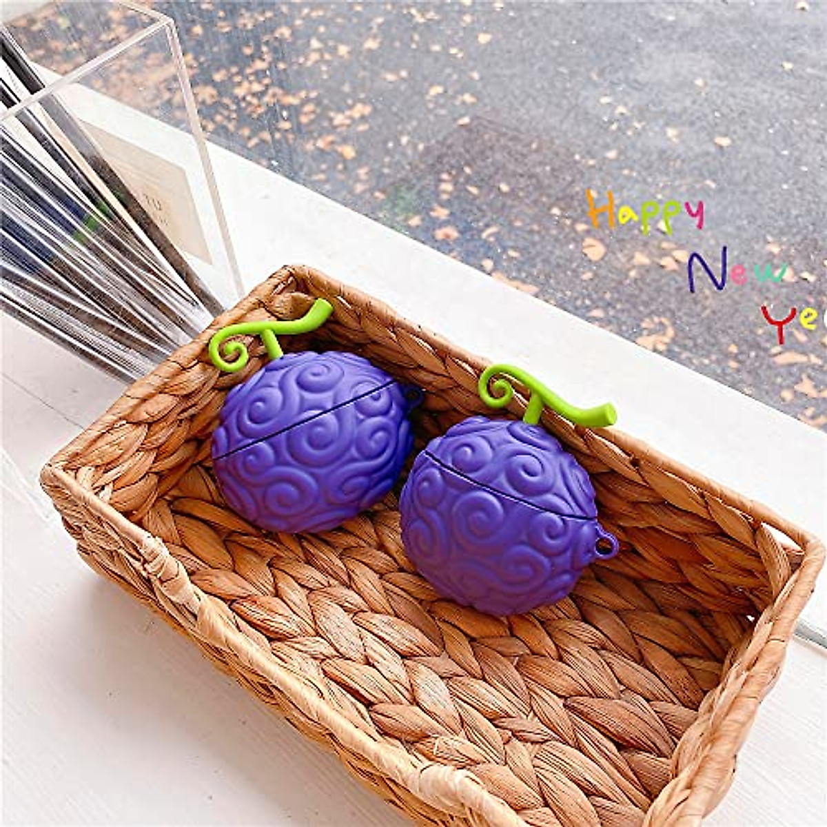 for Airpods 1&2 Case, 3D Anime Cartoon Fashion Design, Cute Funny Cool Soft Silicone, Very Suitable for Men, Women, Old People, Children with Safe and Convenient Keychain (Satan Fruit)