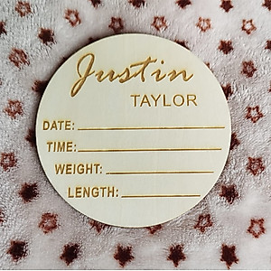 Personalized Baby Name Sign, Custom Newborn Baby Announcement Sign, Photography Prop, Gender Reveal, Baby Shower Gifts (Round)